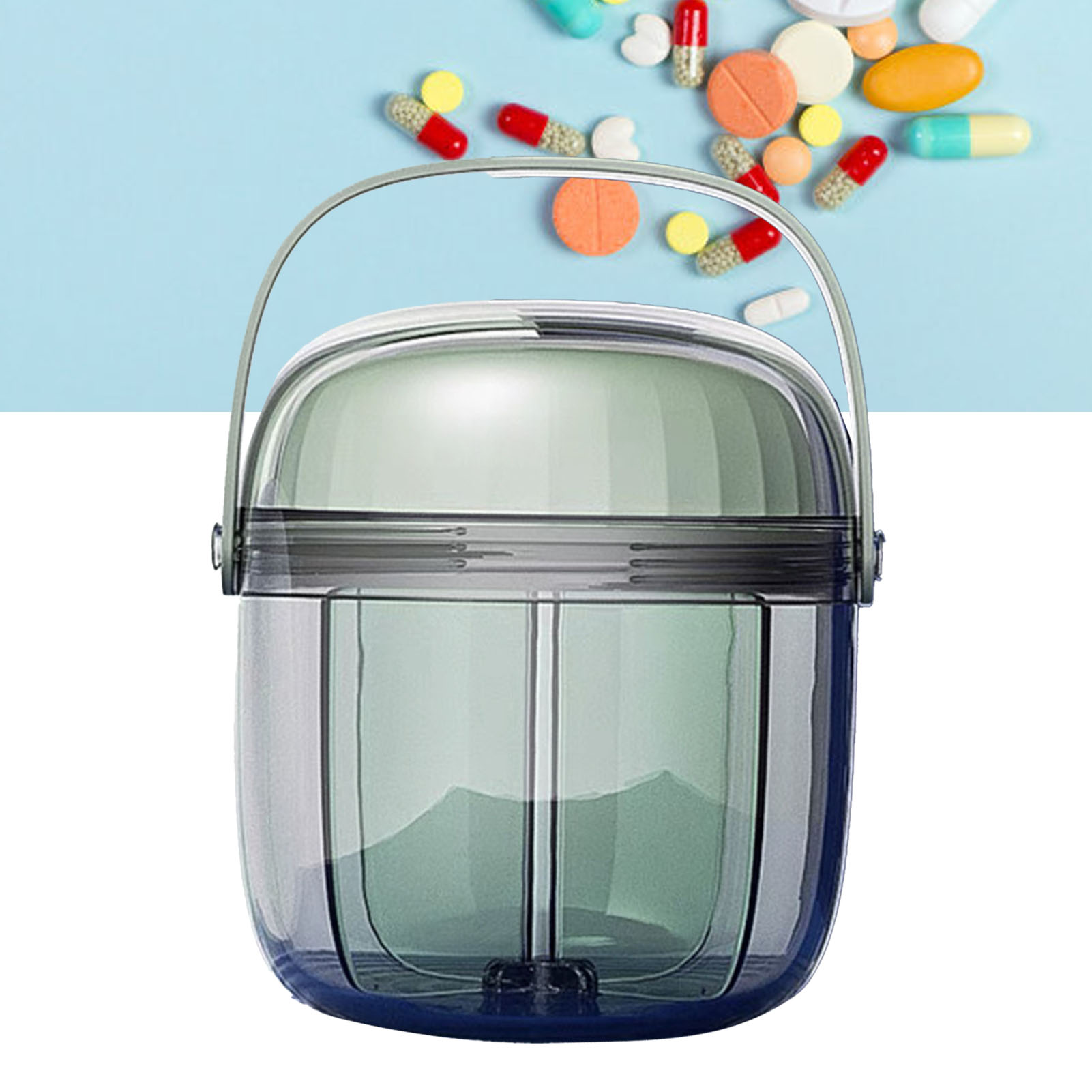 Portable Medicine Tablets Box Rotating Vitamins Dispenser for Long ...