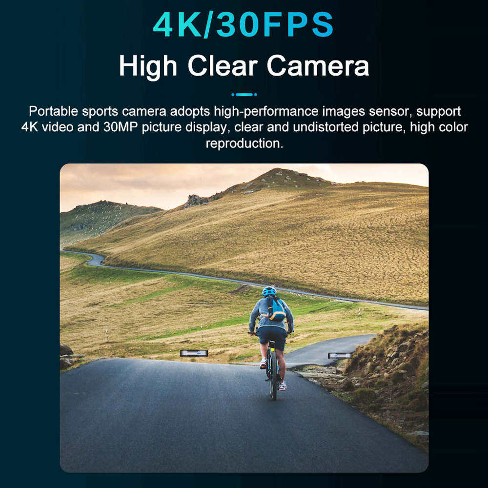 4K Head-Mounted Video Camera Hands-Free Sports Camera Support WiFi APP ...