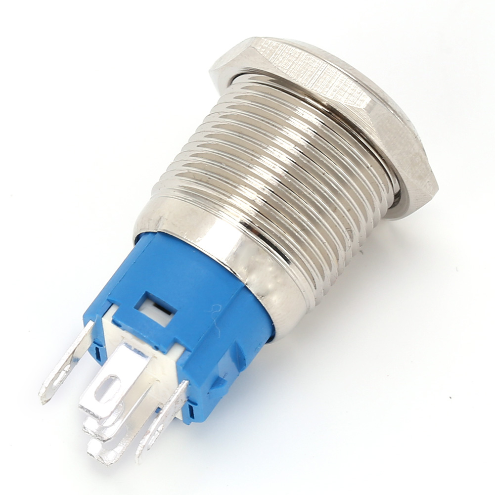 2PCS 5-Pin Metal Push Button Switch 16mm Flat Head Self-Reset Switch ...