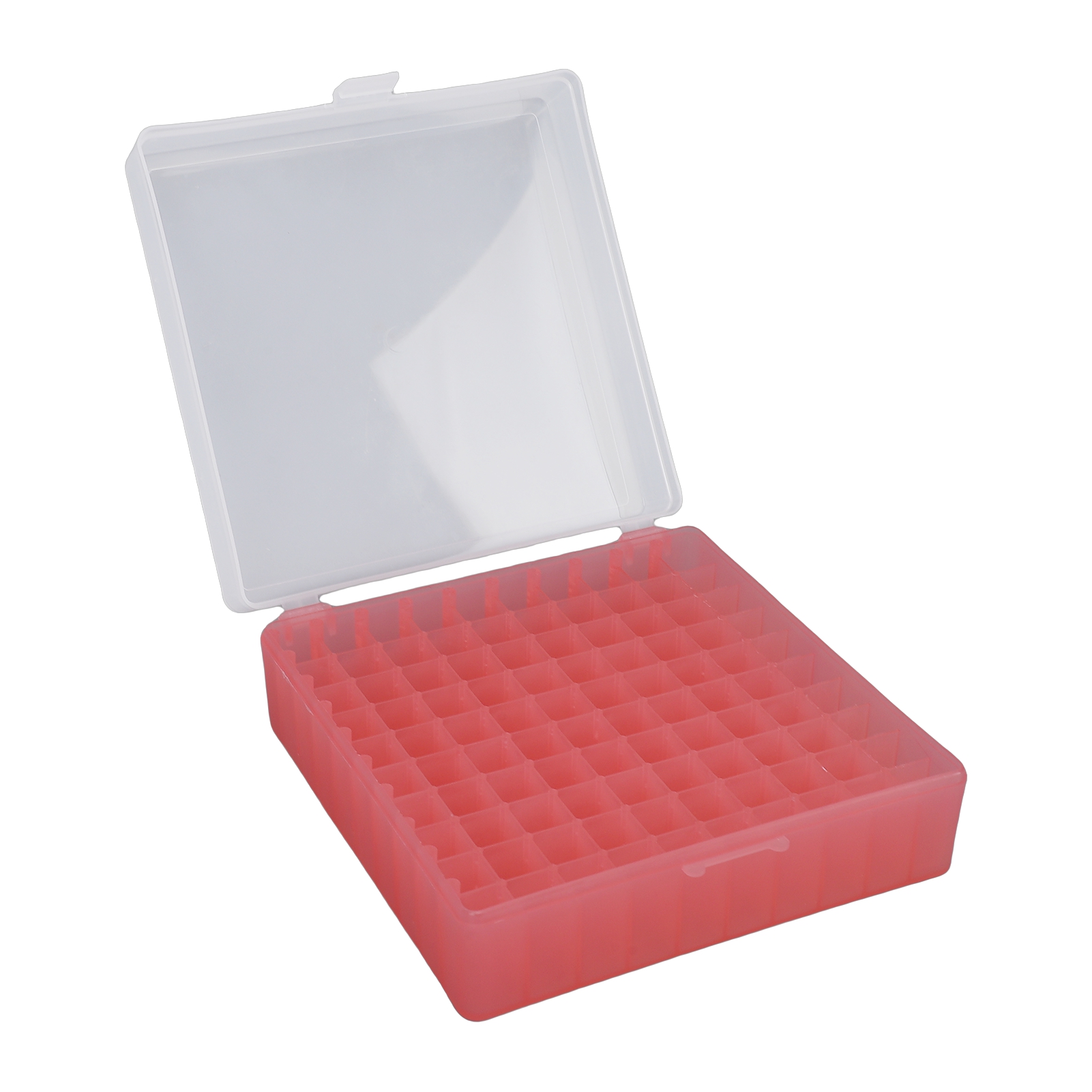 100 HOLE SAMPLE Tube Box Storage For Laboratory Freezer Tubes PP Red ...