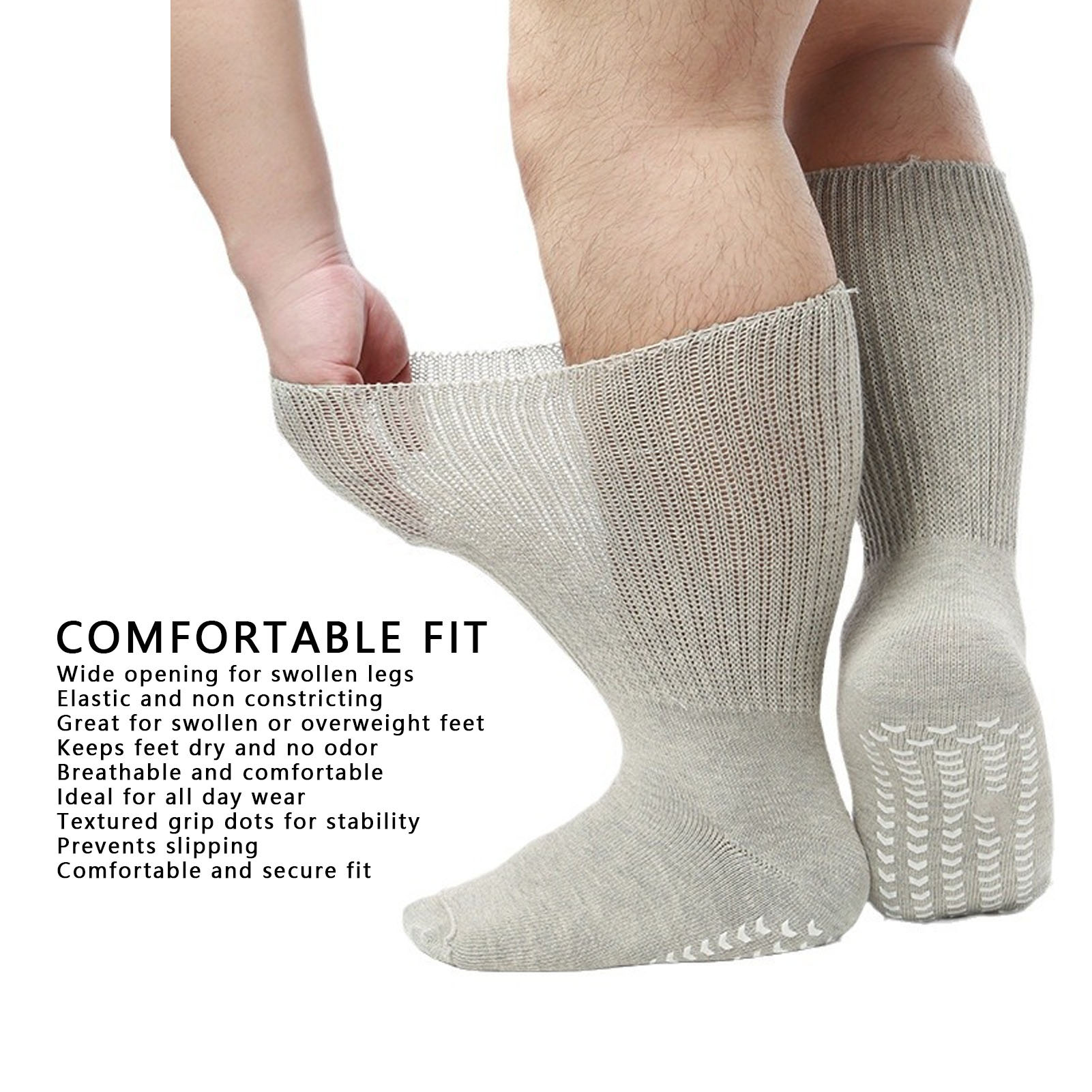 Super Wide Socks For Fat Feet Wide Socks Loose Fit Gray For Men Women ...