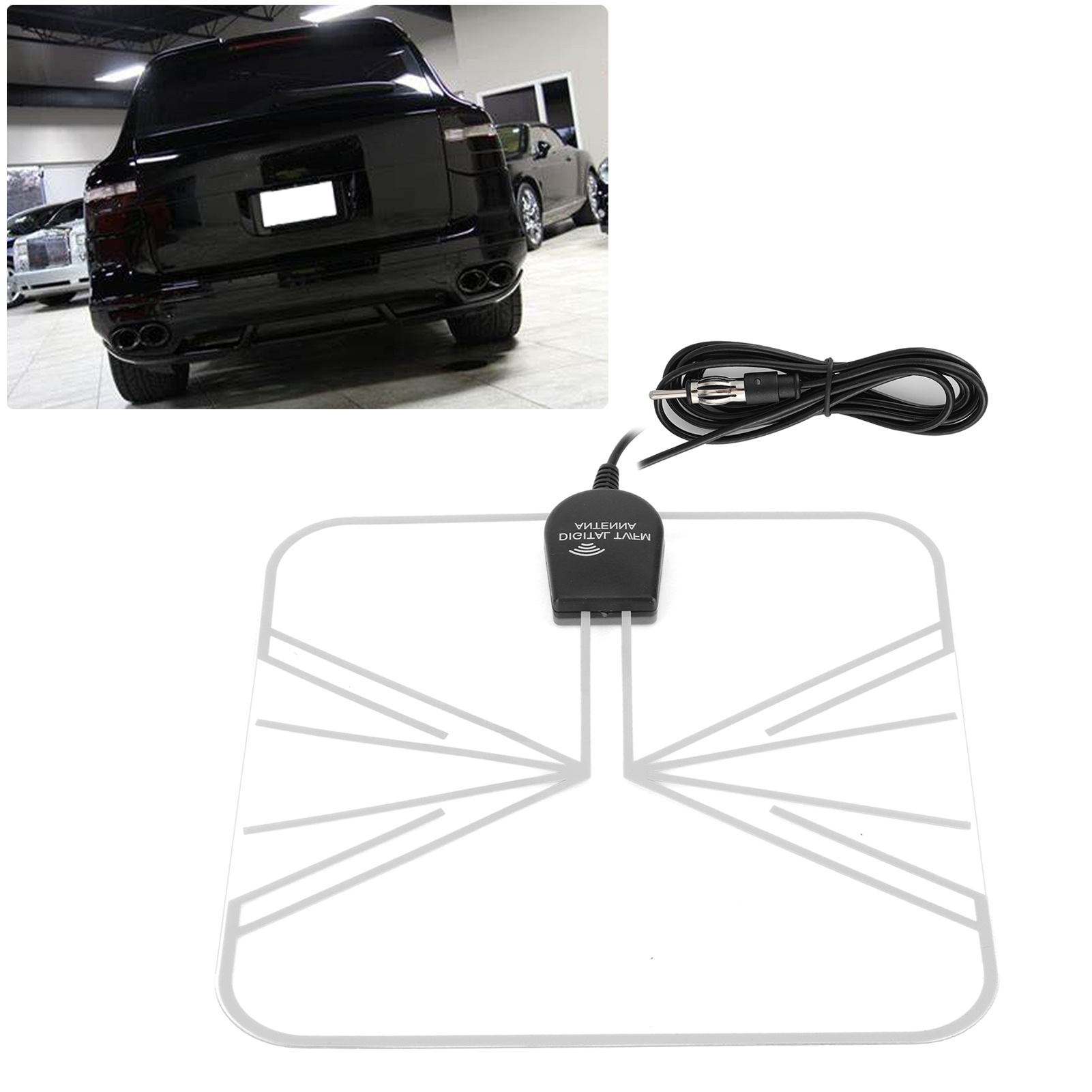 `FM AUTO HD Digital Antenna Analog Signal Receiver Mobile Antenna Clear ...
