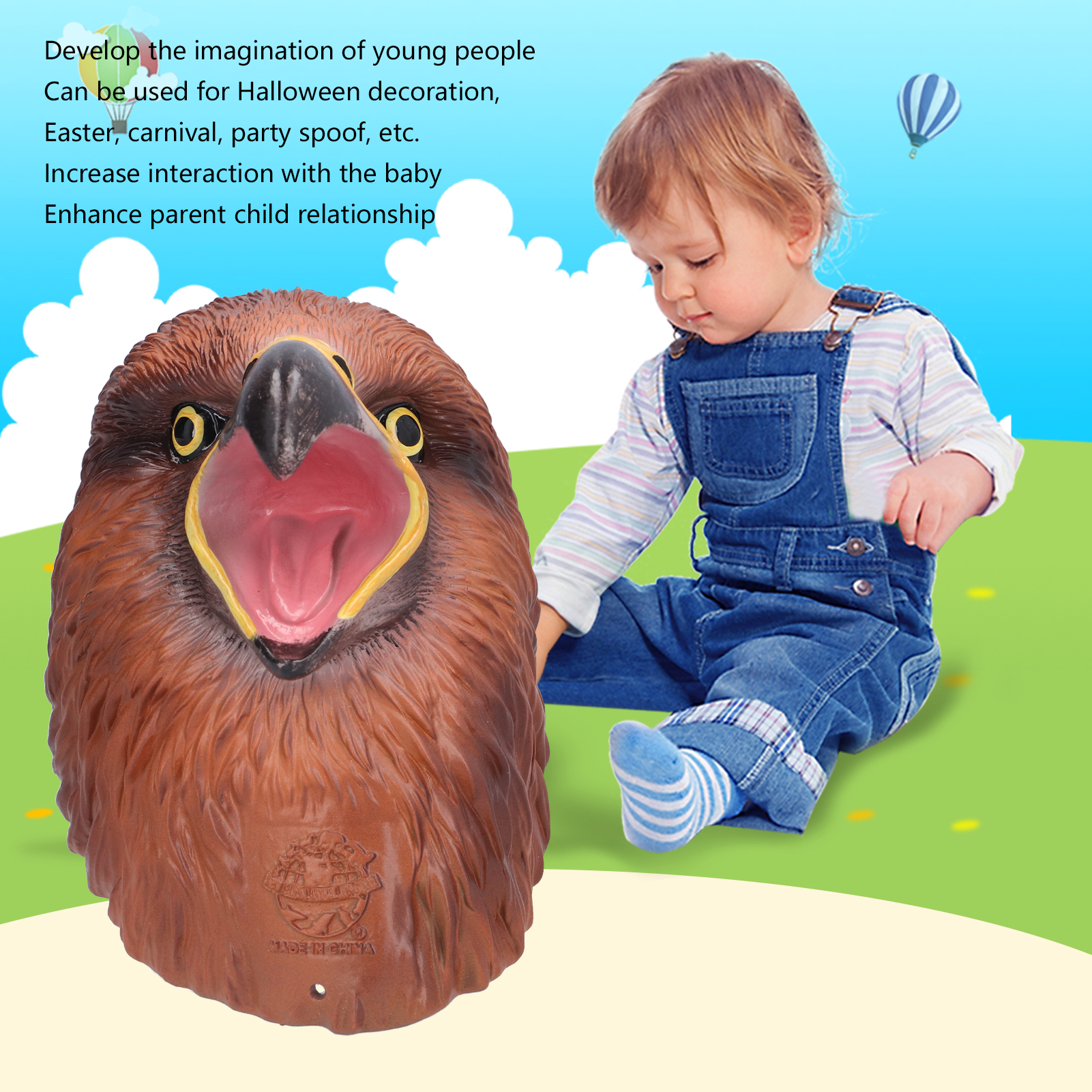 BIRD HEAD HAND Puppet Open Movable Mouth Bald Eagle Hand Puppet For ...