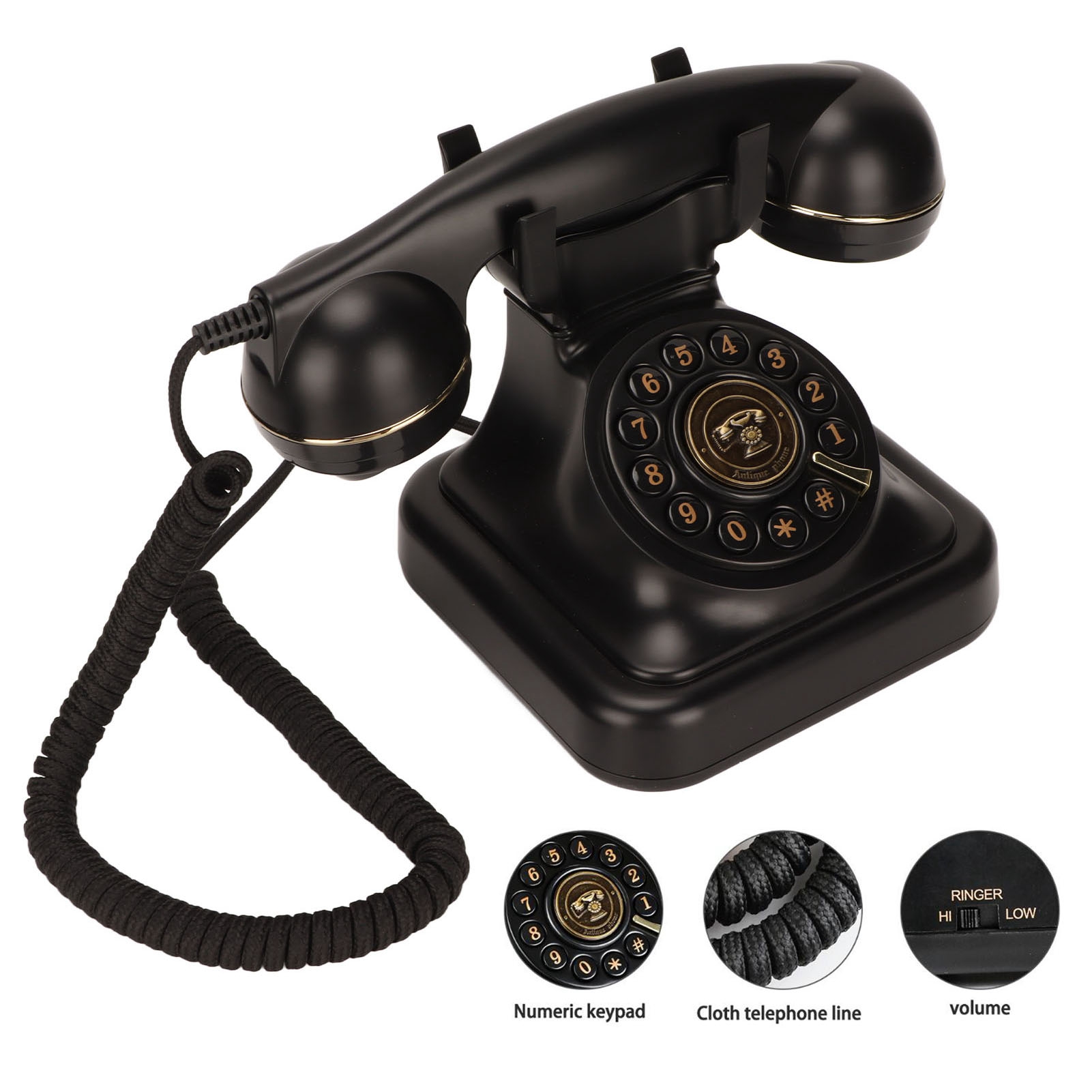 NEW VINTAGE LANDLINE Phone Old Fashioned Disc Button Retro Corded ...
