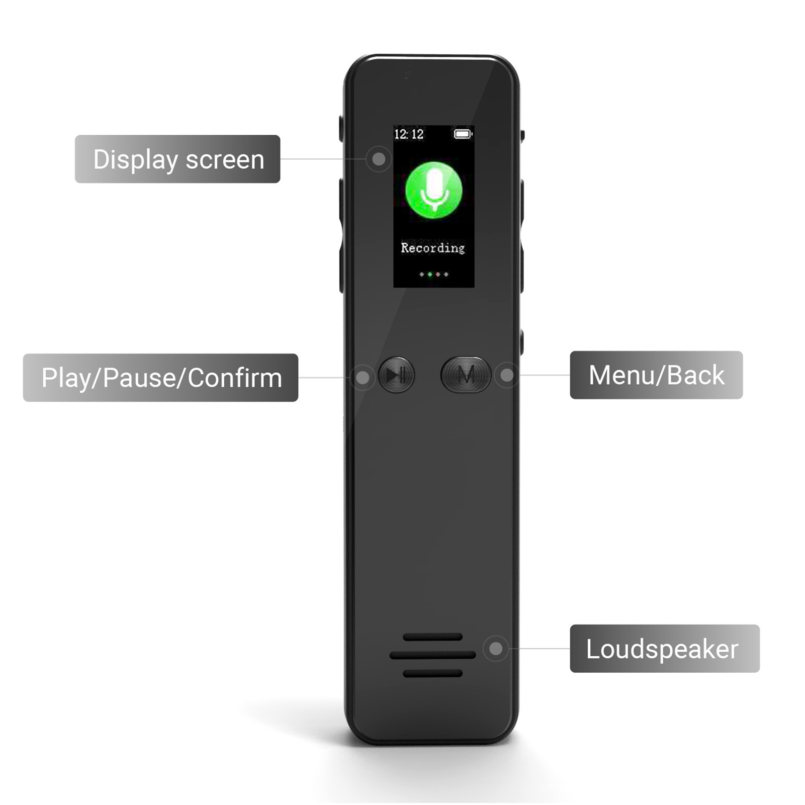 DIGITAL VOICE RECORDER With 0.96 Color Screen One-Key Recording 64Gb ...