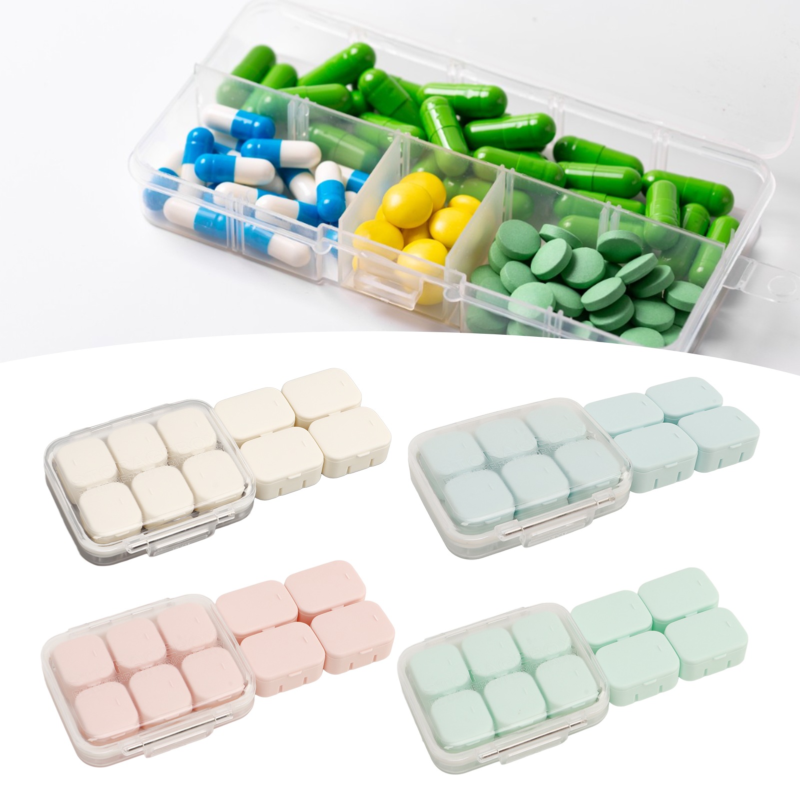 10PCS Daily Medicine Case With Storage Box PP Portable Travel Medicine ...