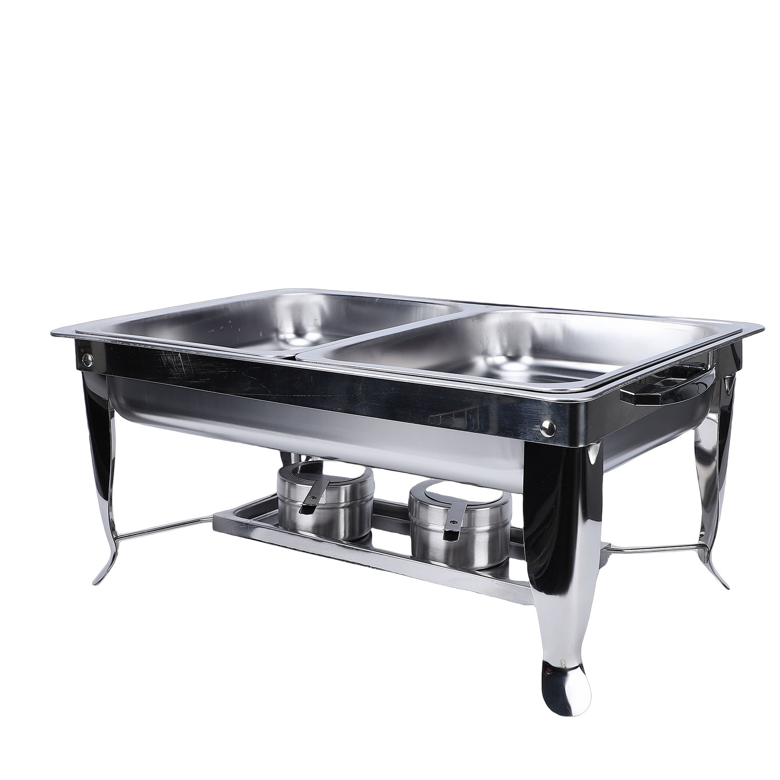 BUFFET FOOD WARMER Square Two Section Chafing Dish With Foldable Frame ...