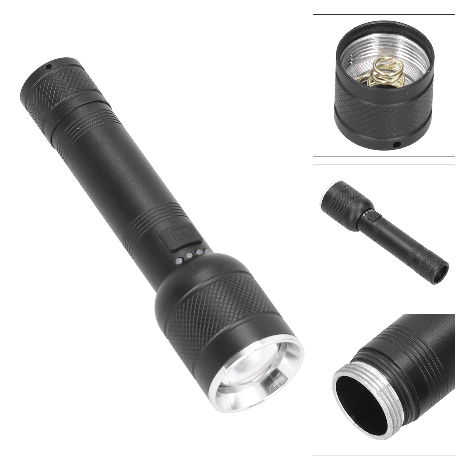 P50 Flashlight LED Outdoor High Flashlight USB Rechargeable Telescopic ...