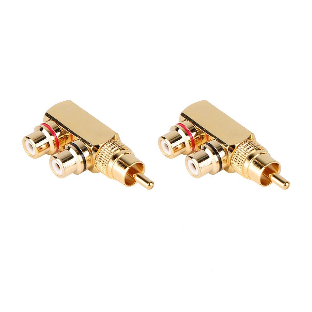 2pcs Male To Female Connector Three Way Adapter Audio Video Splitter ...