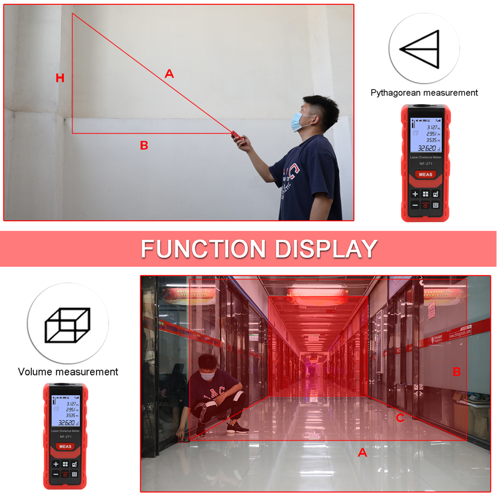 50m/164ft Mini Handheld Digital Distance Meter High Precision ...