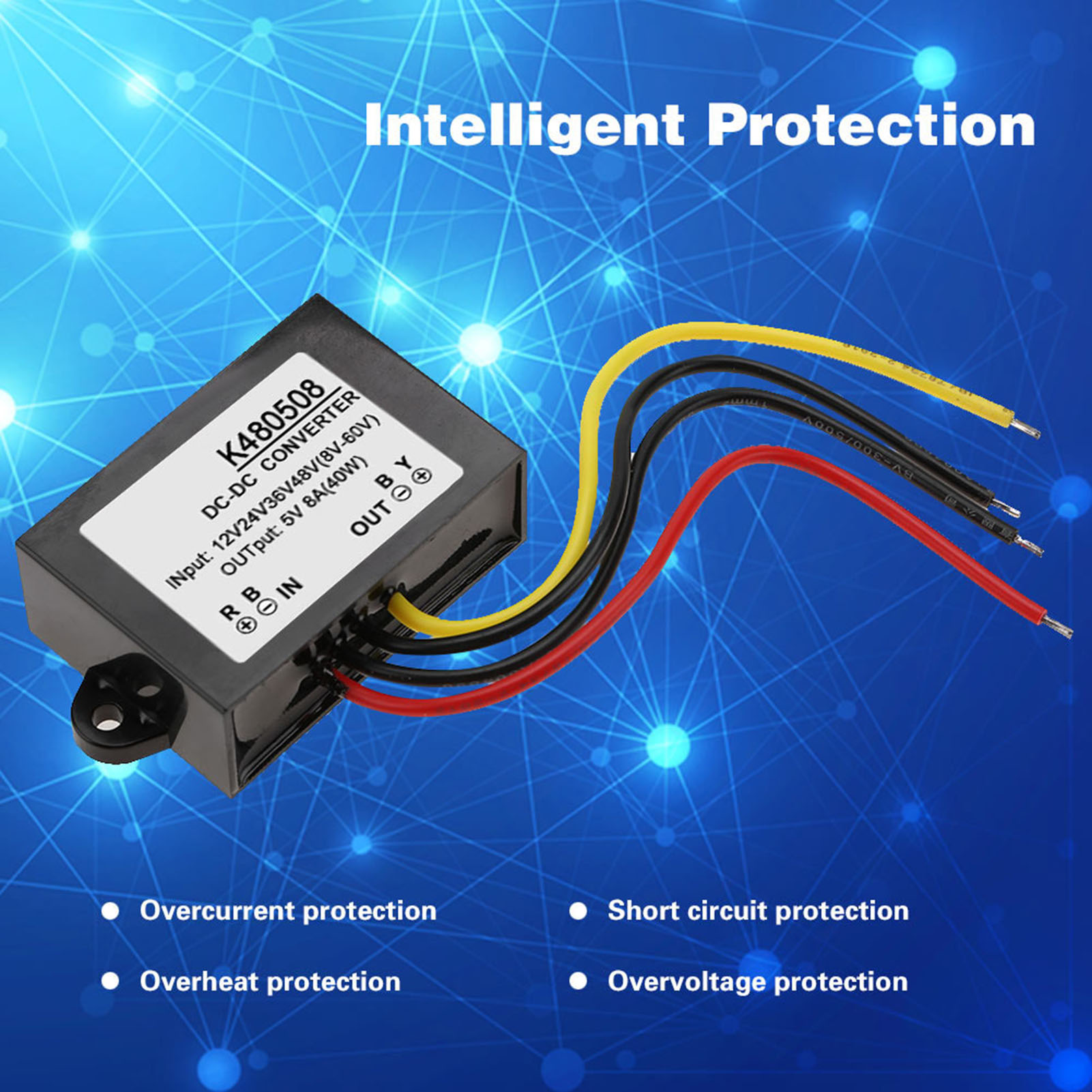 DC-DC 12V/24V/36V/48V TO 5V 8A Converter Step Down Power Supply Module ...