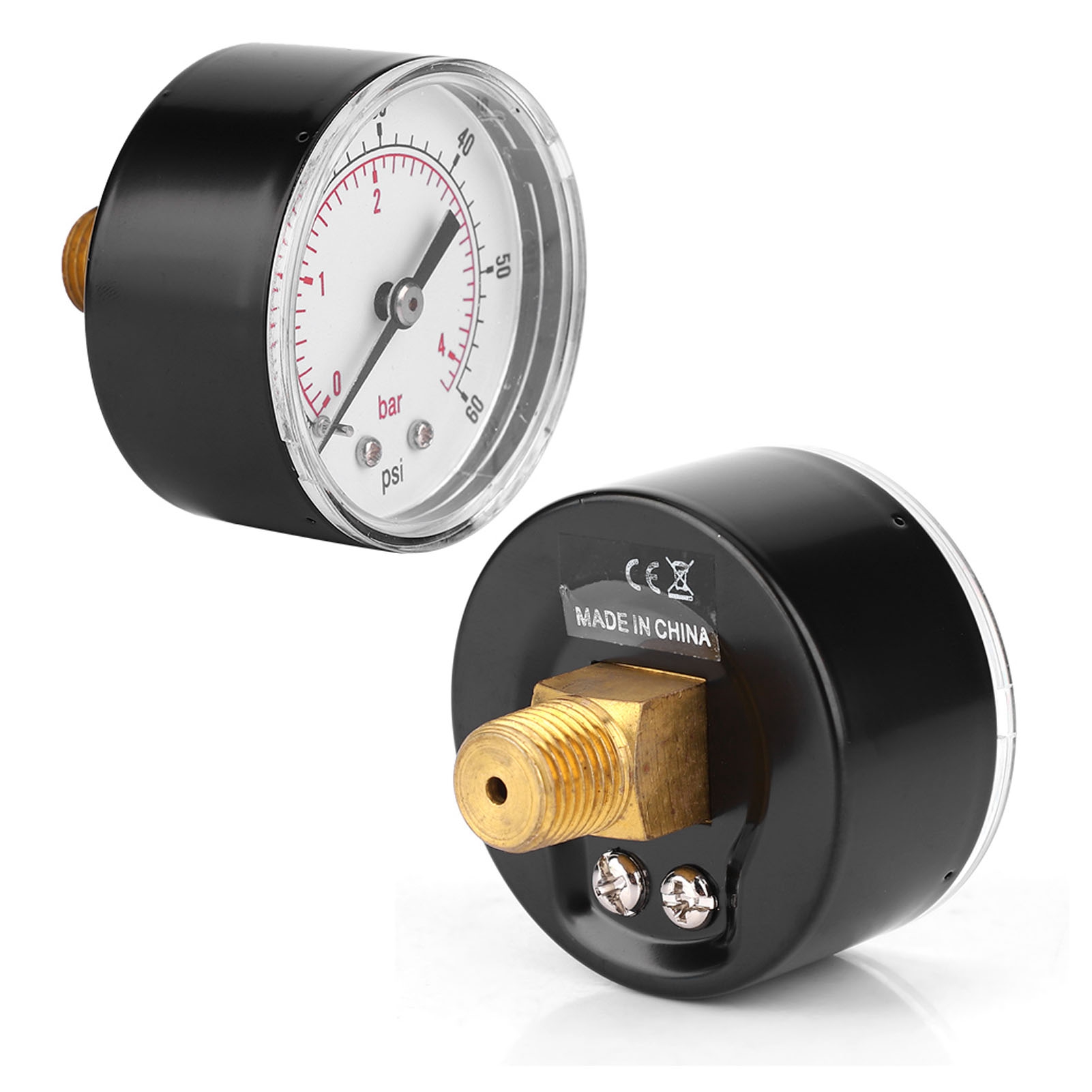 (0-60PSI 0-4Bar)Pressure Gauge 50mm Dial 1/4 BSPT Back Connection For ...